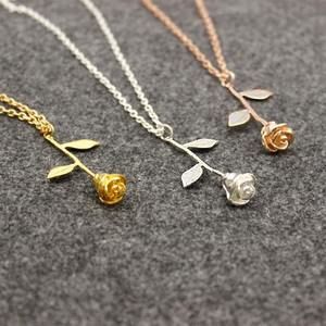 Jewelry | Rose Gold Long Stem Rose Pendant Necklace | Poshmark